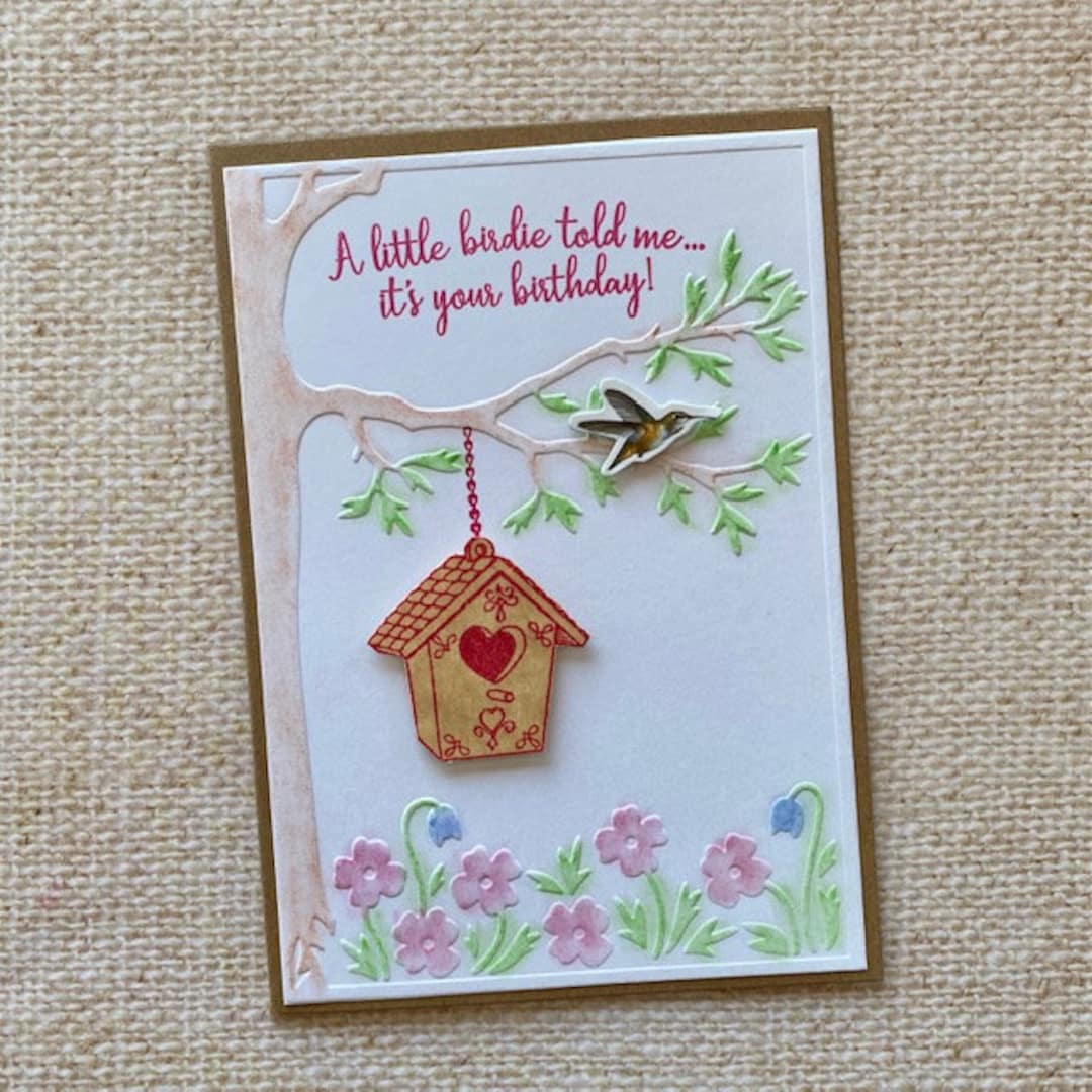 Handmade Bird Birthday Card: Papercraft Birdhouse Card for Her - Etsy
