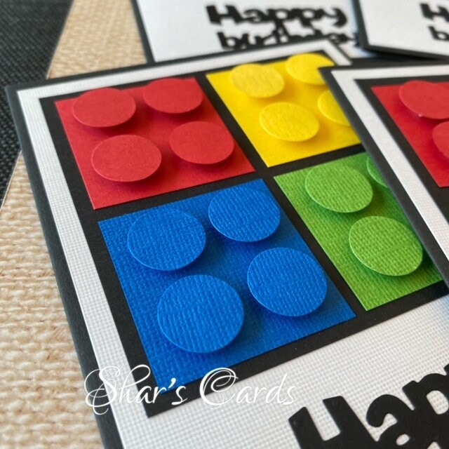 Building BLOCKS Theme Birthday Card Primary Colour Bricks - Etsy