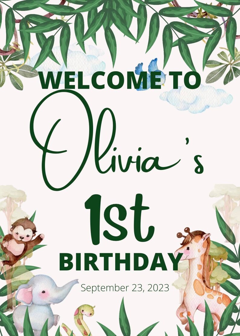 Printable Jungle Theme Welcome Sign / Customize Welcome Poster - Etsy