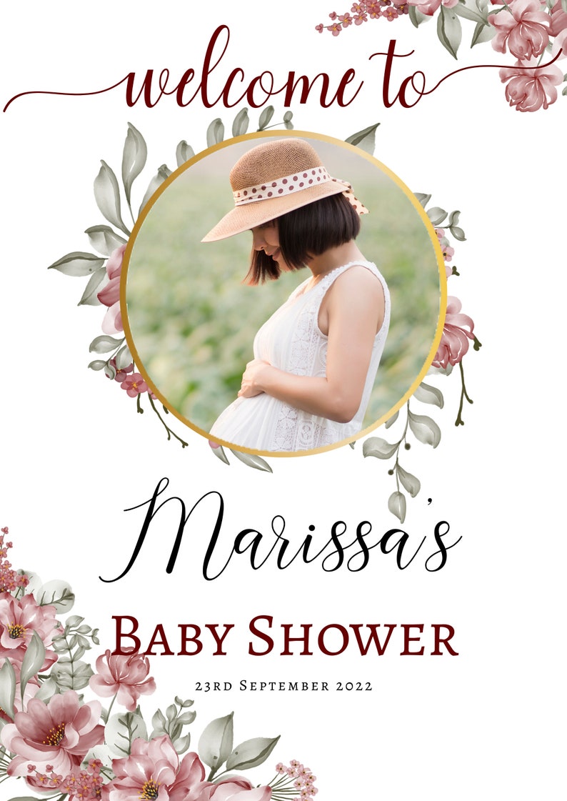 Printable Floral Baby Shower Welcome Sign Template | Printable Editable ...