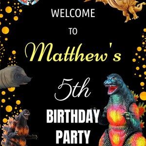 Godzilla Birthday Welcome Sign Template Printable Editable Digital ...