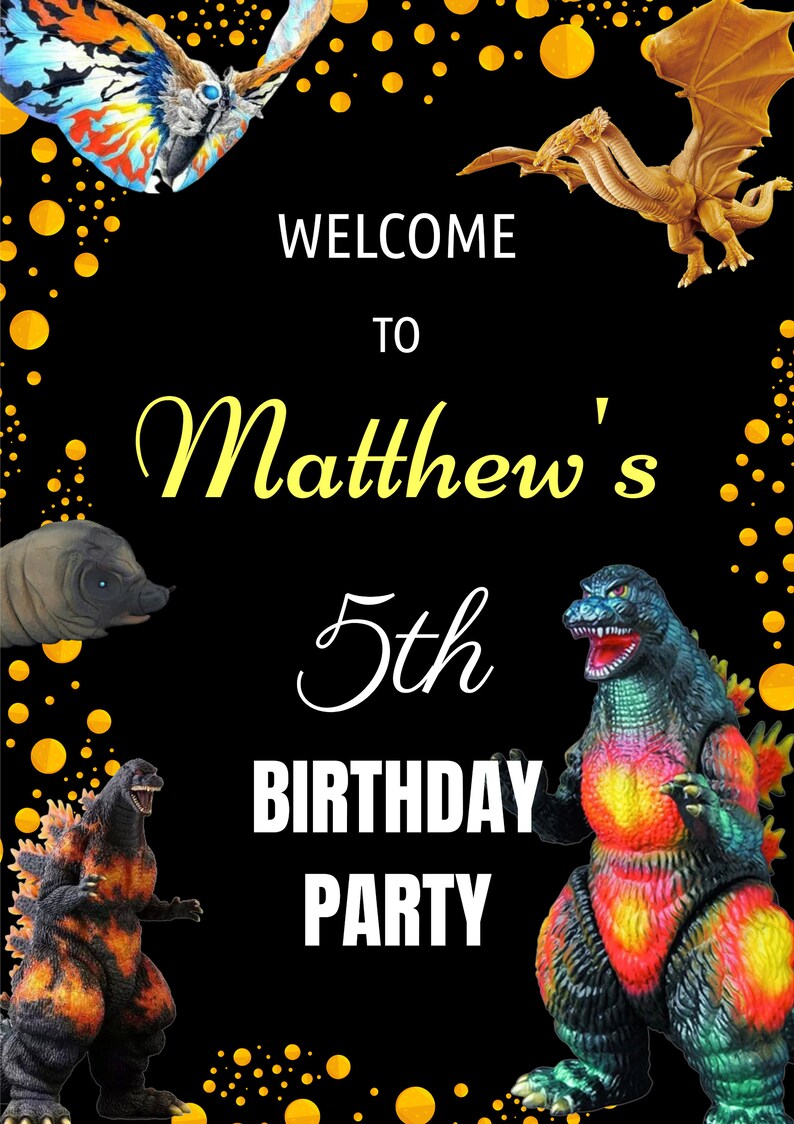 Godzilla Birthday Welcome Sign Template Printable Editable Digital ...