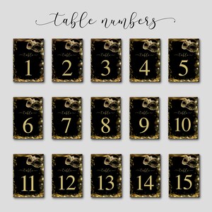 Printable Table Numbers Black Gold Theme / Digital File / - Etsy