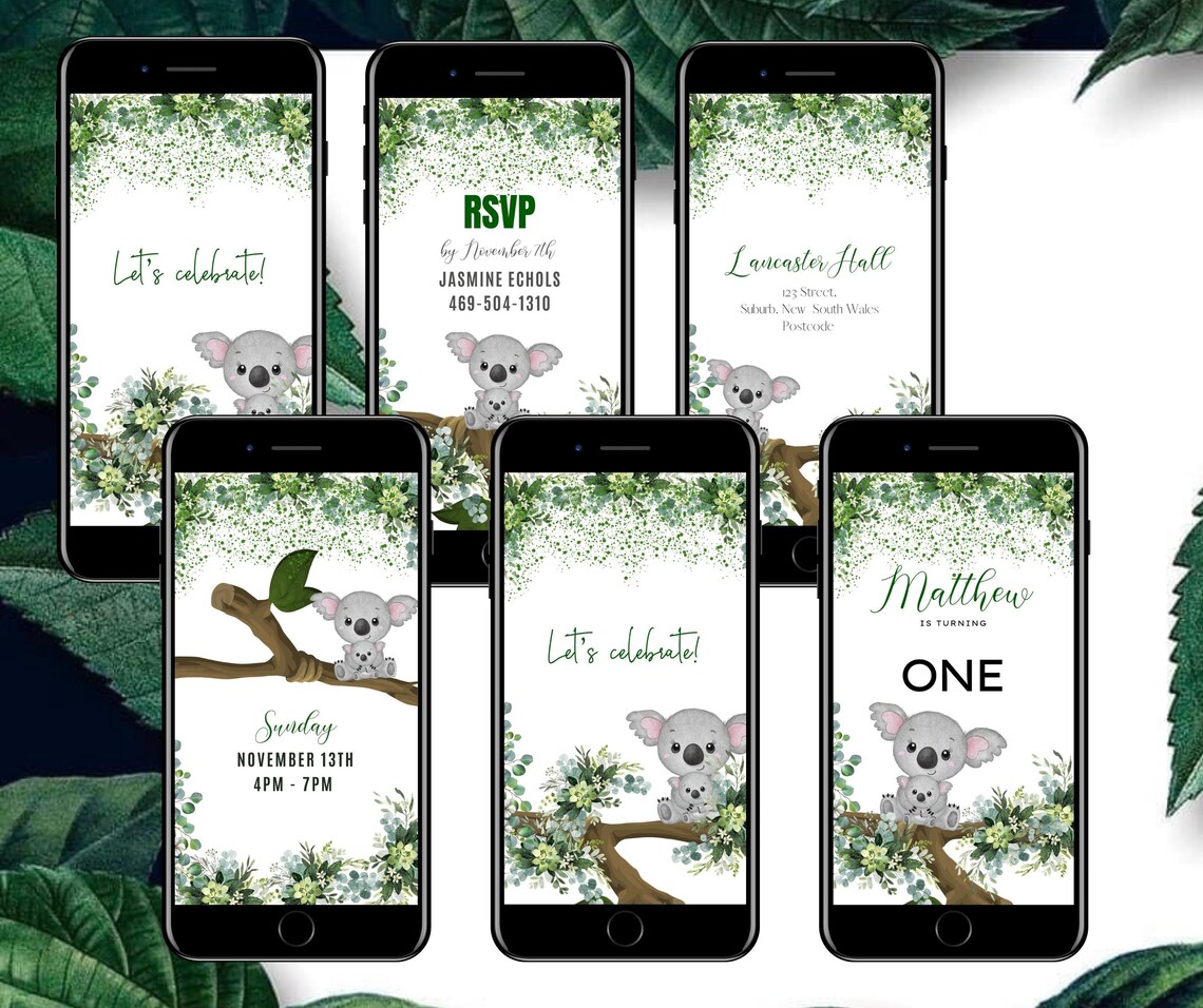 Animated Koala Video Invitation, Personalised Evite - Etsy