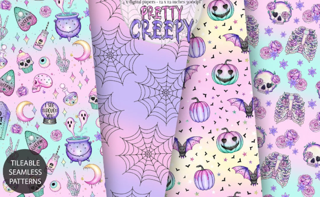 Pastel Gothic Seamless Halloween Patterns X4 - Etsy