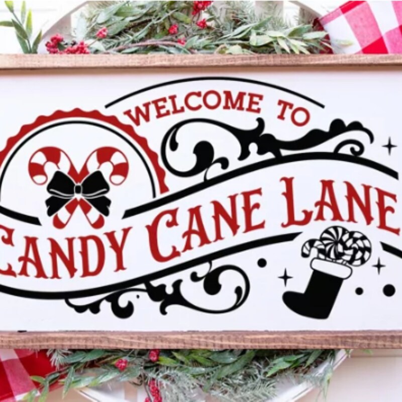 Candy Cane Lane Sign - Etsy
