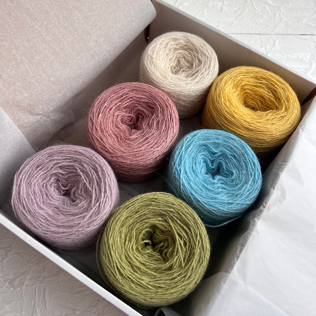 YARN BOX Balls Kid Mohair Cashmere 50/50% Rainbow Yarn Yarn Mystery Box ...