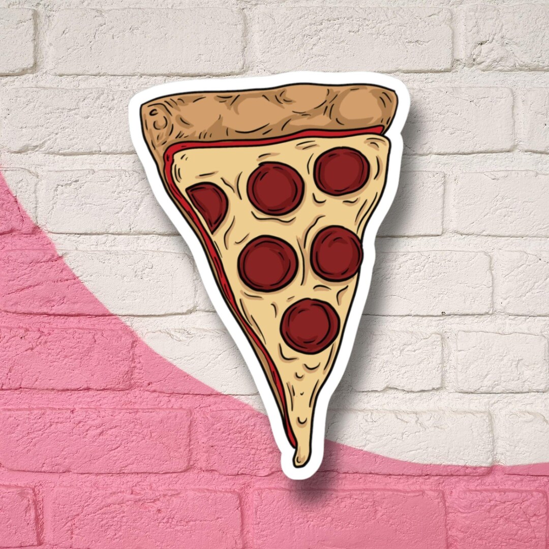 Pizza Slice Kiss-cut Stickers, Pepperoni Dripping Cheese, Tattoo Style ...