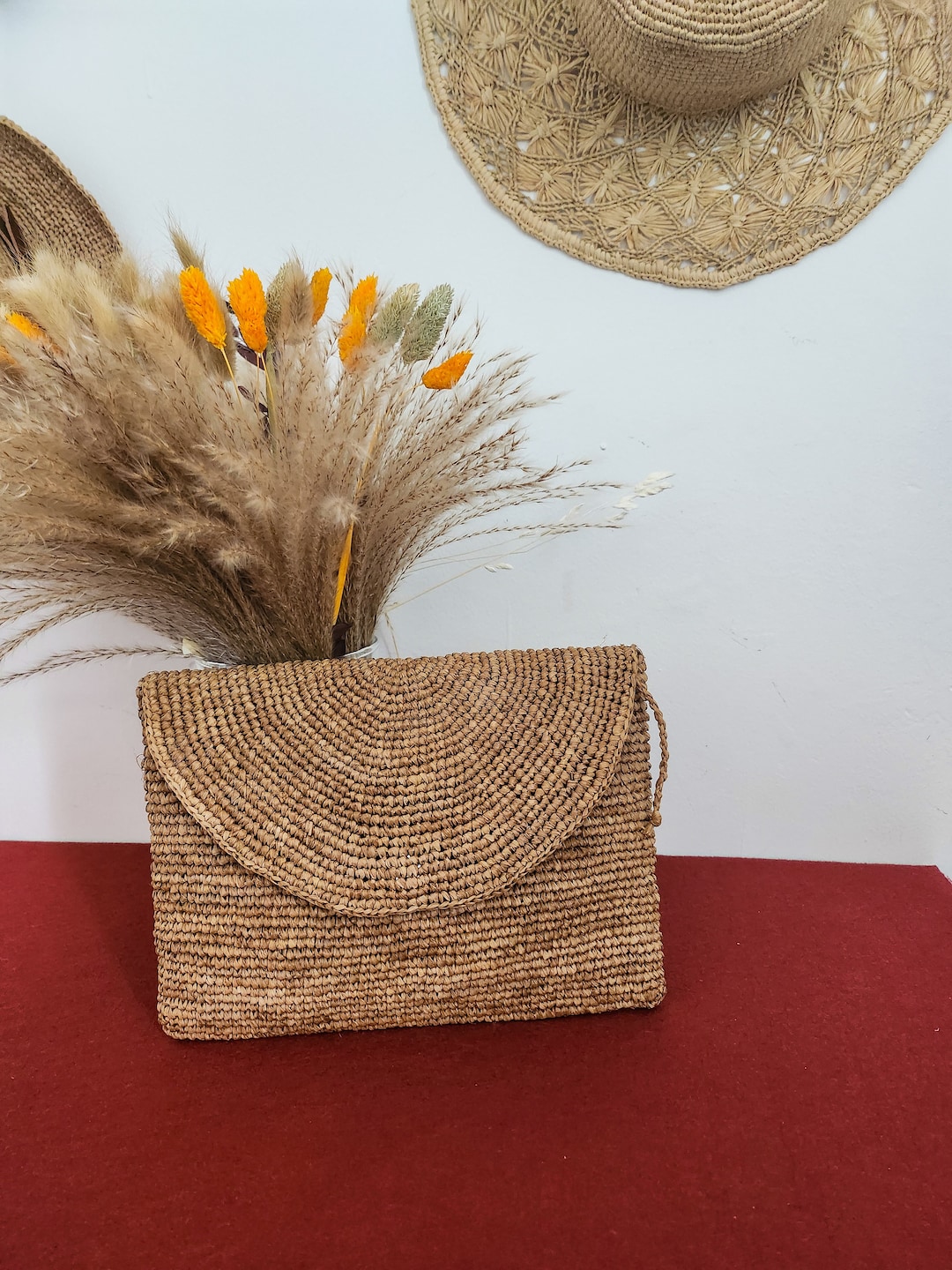 Raffia Clutch, Straw Summer Bag, Wedding Clutch, Crochet Raffia Clutch ...