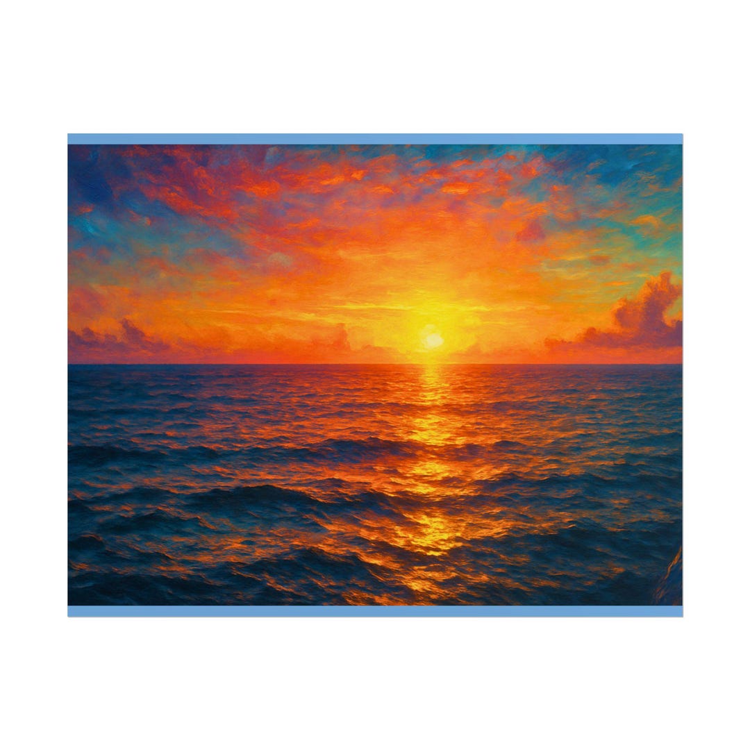Sunset Over Ocean Rolled Poster | Vibrant Seascape Wall Art - Etsy