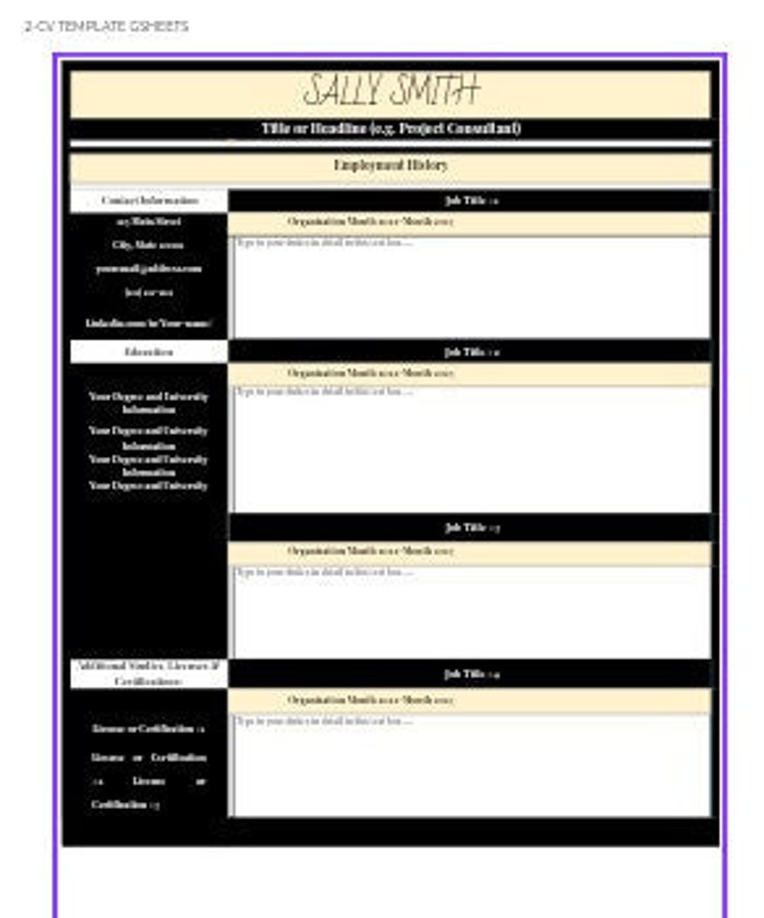 CV Resume Template 2 - Etsy Australia