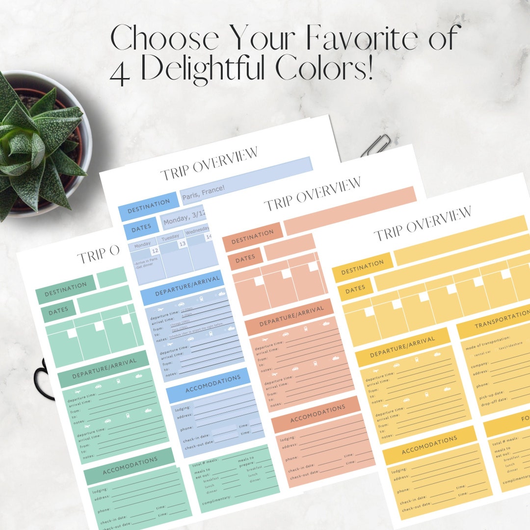 Editable Travel Planner, US Letter Format, Travel Overview Page, Daily ...