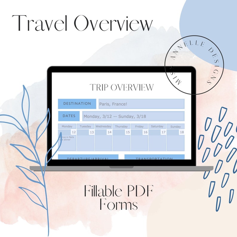 Editable Travel Overview Page, Travel Planner, Itinerary, Printable ...