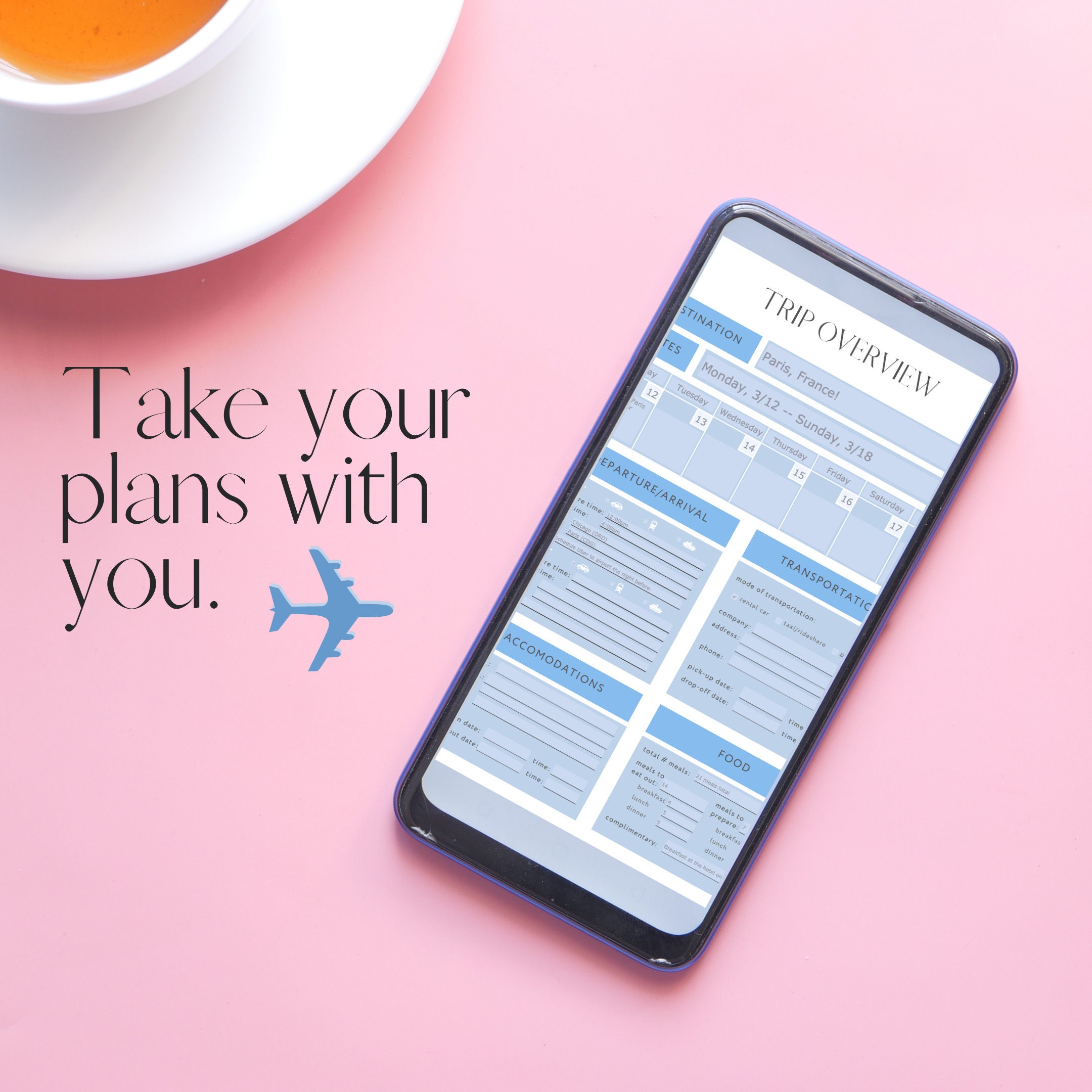Editable Travel Overview Page, Travel Planner, Itinerary, Printable ...