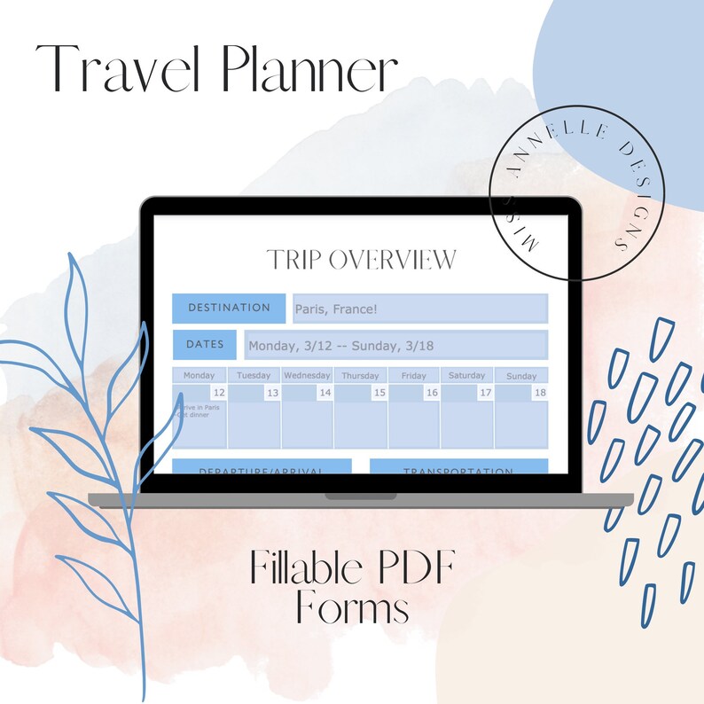 Editable Travel Planner, US Letter Format, Travel Overview Page, Daily ...