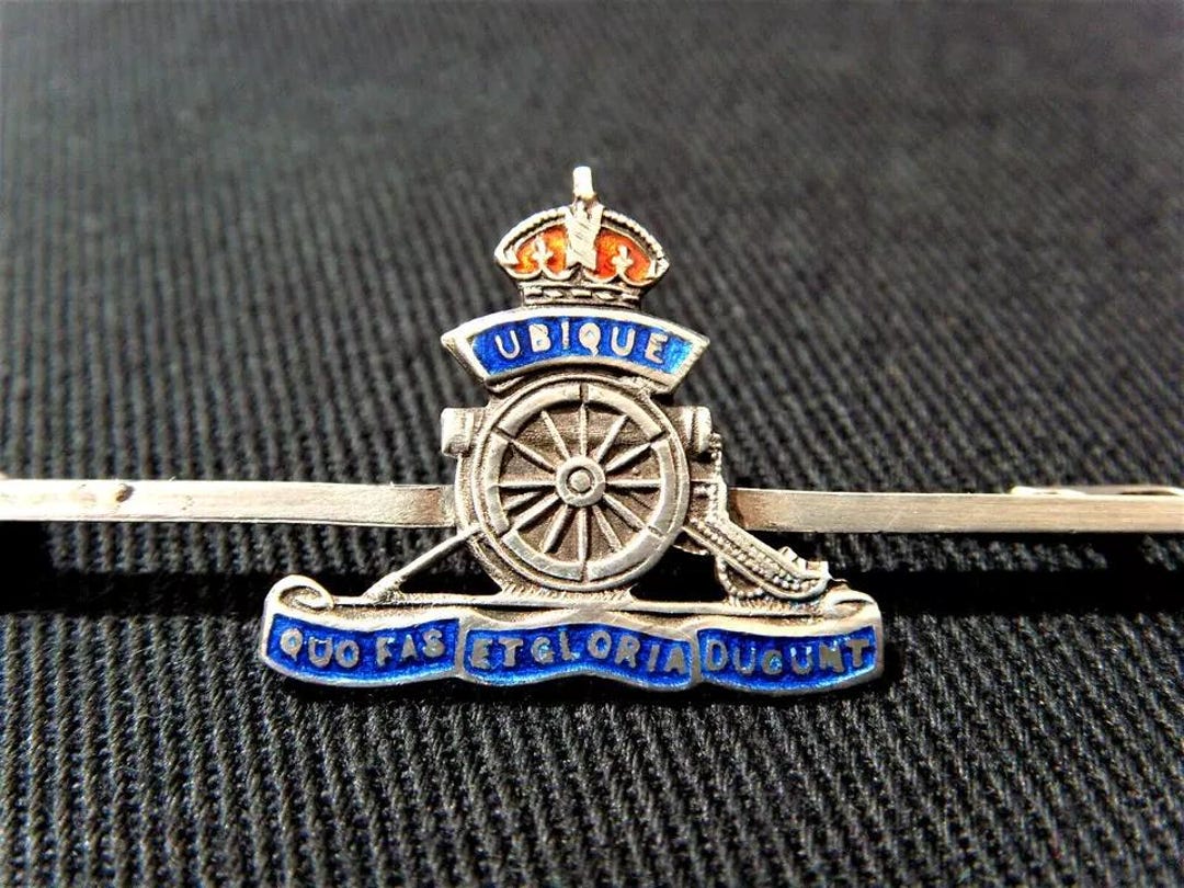 WW2 ROYAL ARTILLERY UBIQUE 925 Sterling Silver and Enamel Sweetheart ...