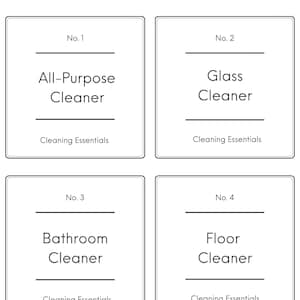 Minimalist Cleaning Labels - 4x4" - Etsy