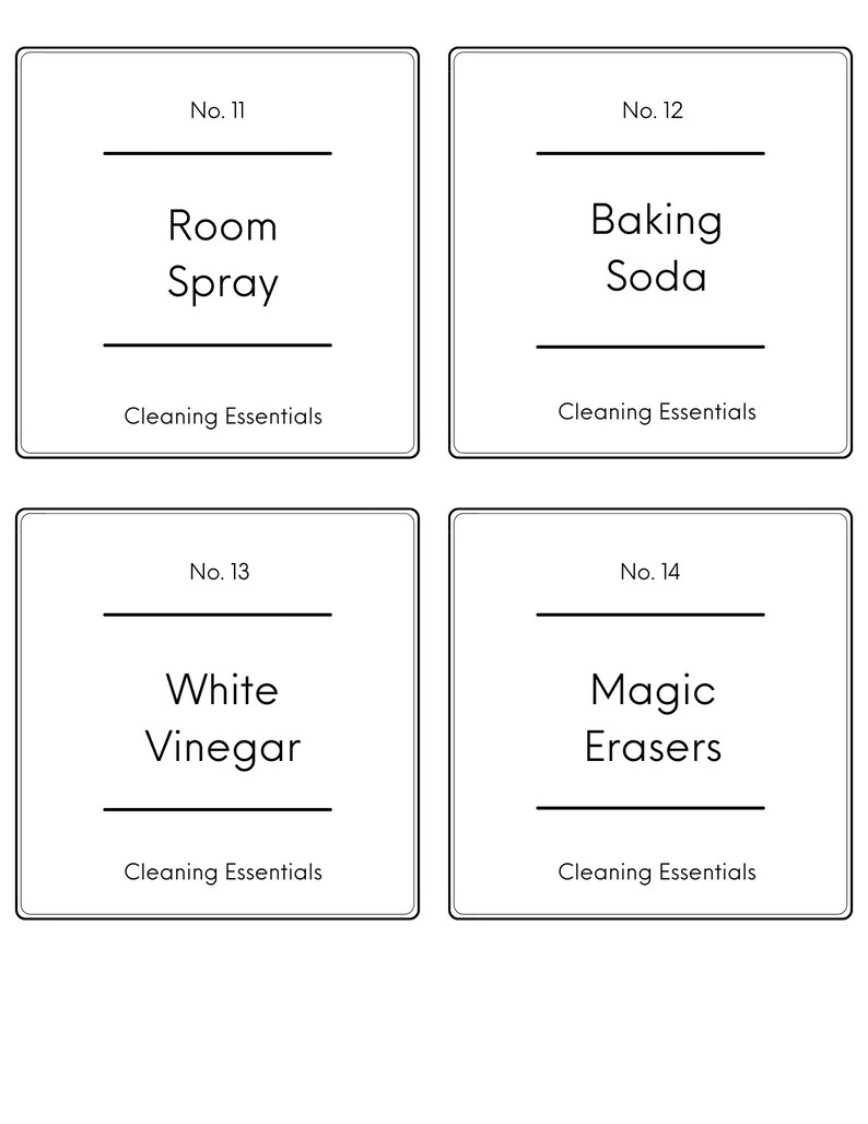 Minimalist Cleaning Labels - 4x4" - Etsy