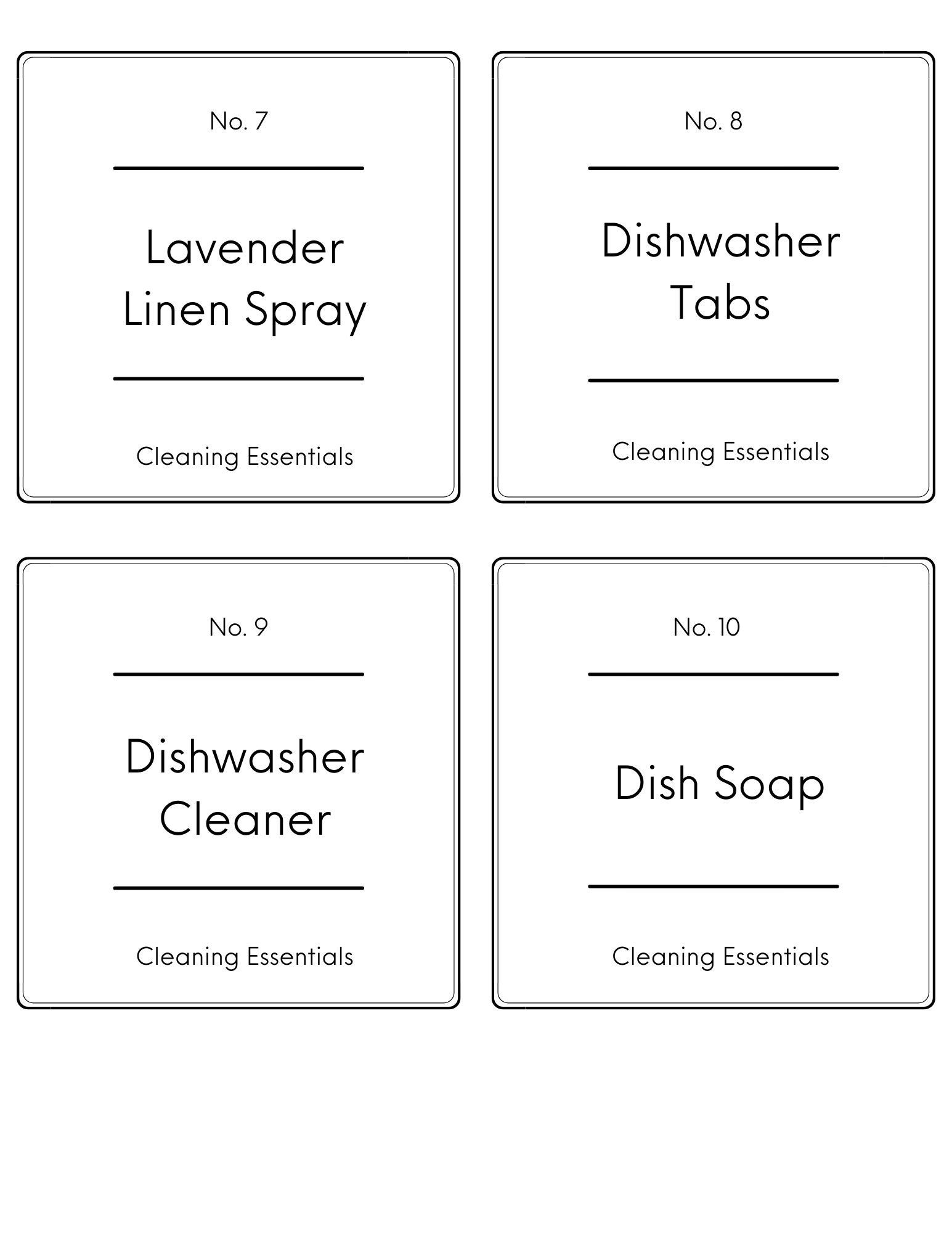 Minimalist Cleaning Labels - 4x4" - Etsy