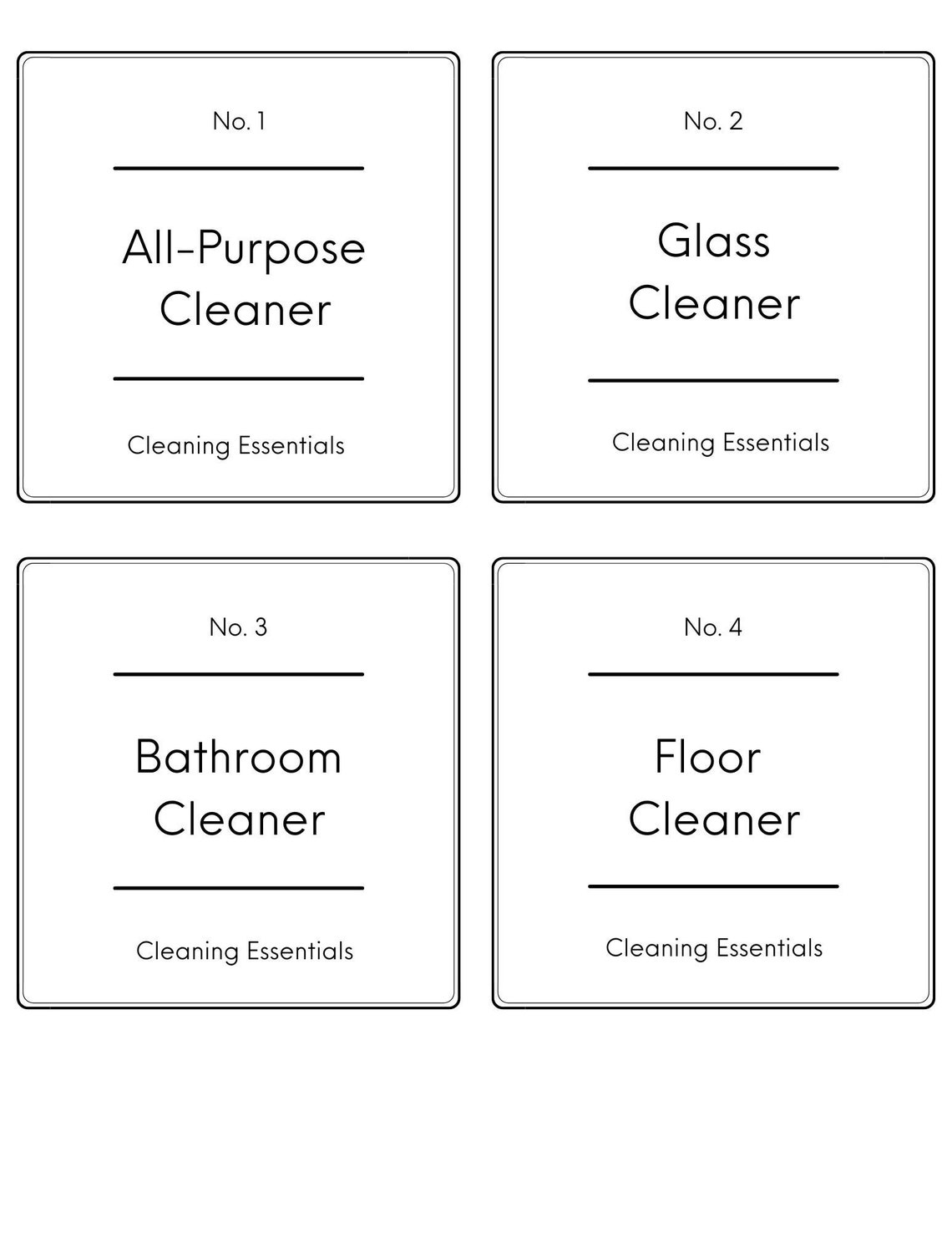 Minimalist Cleaning Labels - 4x4" - Etsy