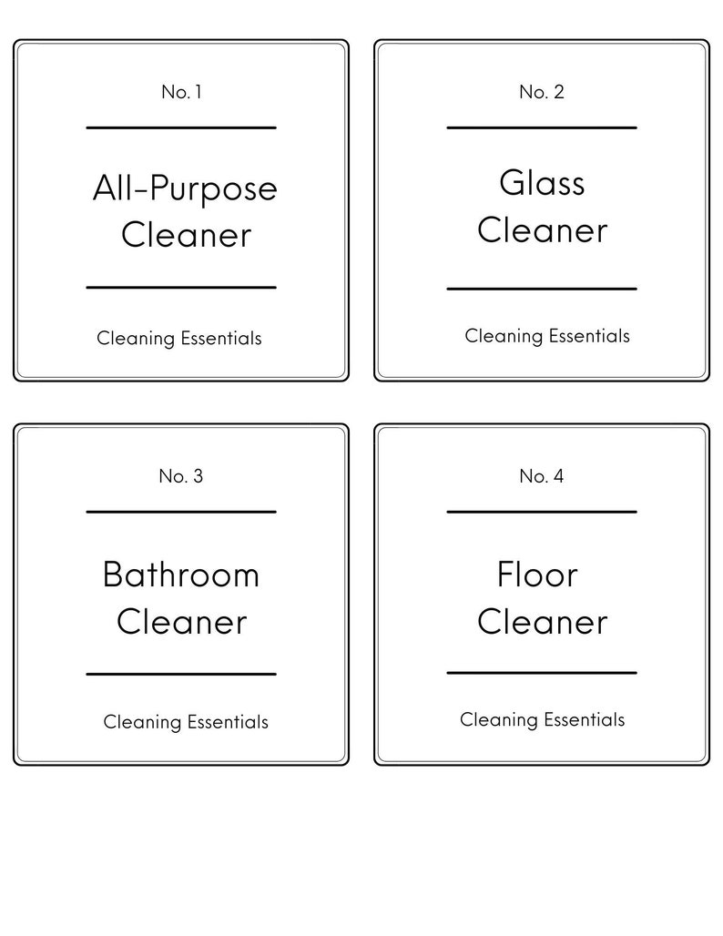 Minimalist Cleaning Labels - 4x4" - Etsy
