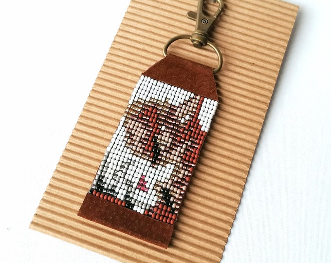 Sleepy Tabby Cat Cat Genuine Leather Keychain - Etsy