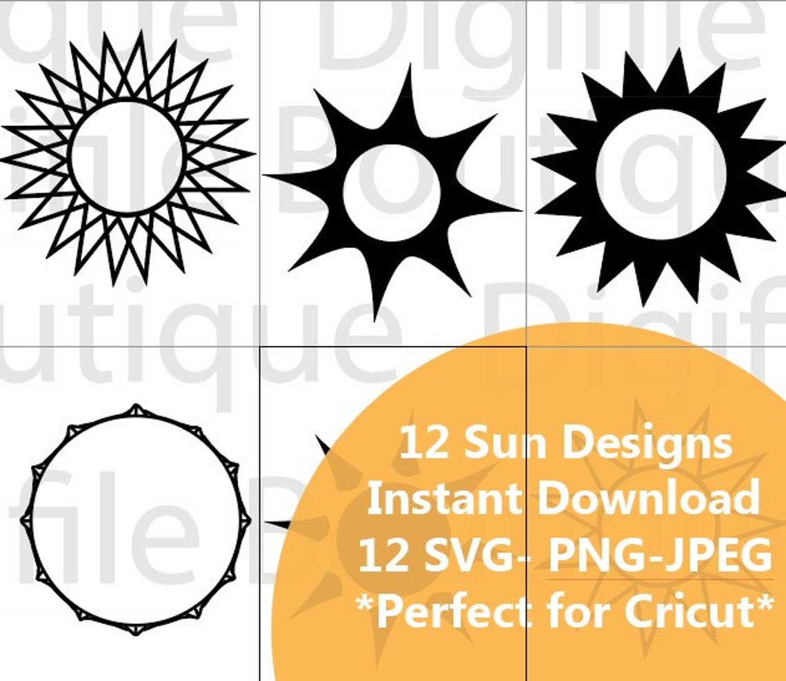12 Sun SVG File, Sun SVG Cricut Cut Files, Sun Clipart, Sun Vector, Sun ...