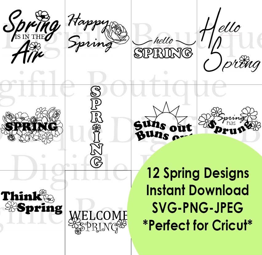12 Spring SVG File, Spring SVG Cricut Cut Files, Springtime Clipart ...