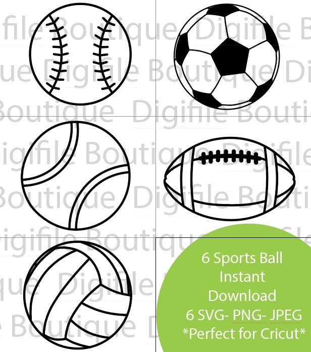 6 Sports SVG File, Athletic Balls SVG Cricut Cut Files, Sports Balls ...