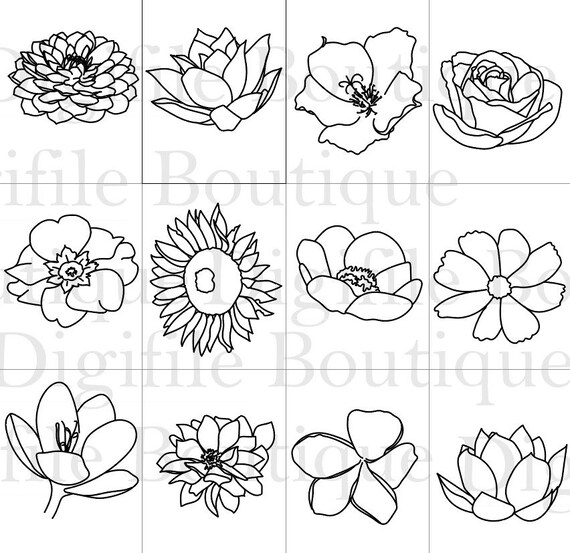 12 Flowers SVG File Flowers SVG Cricut Cut Files Flowers | Etsy
