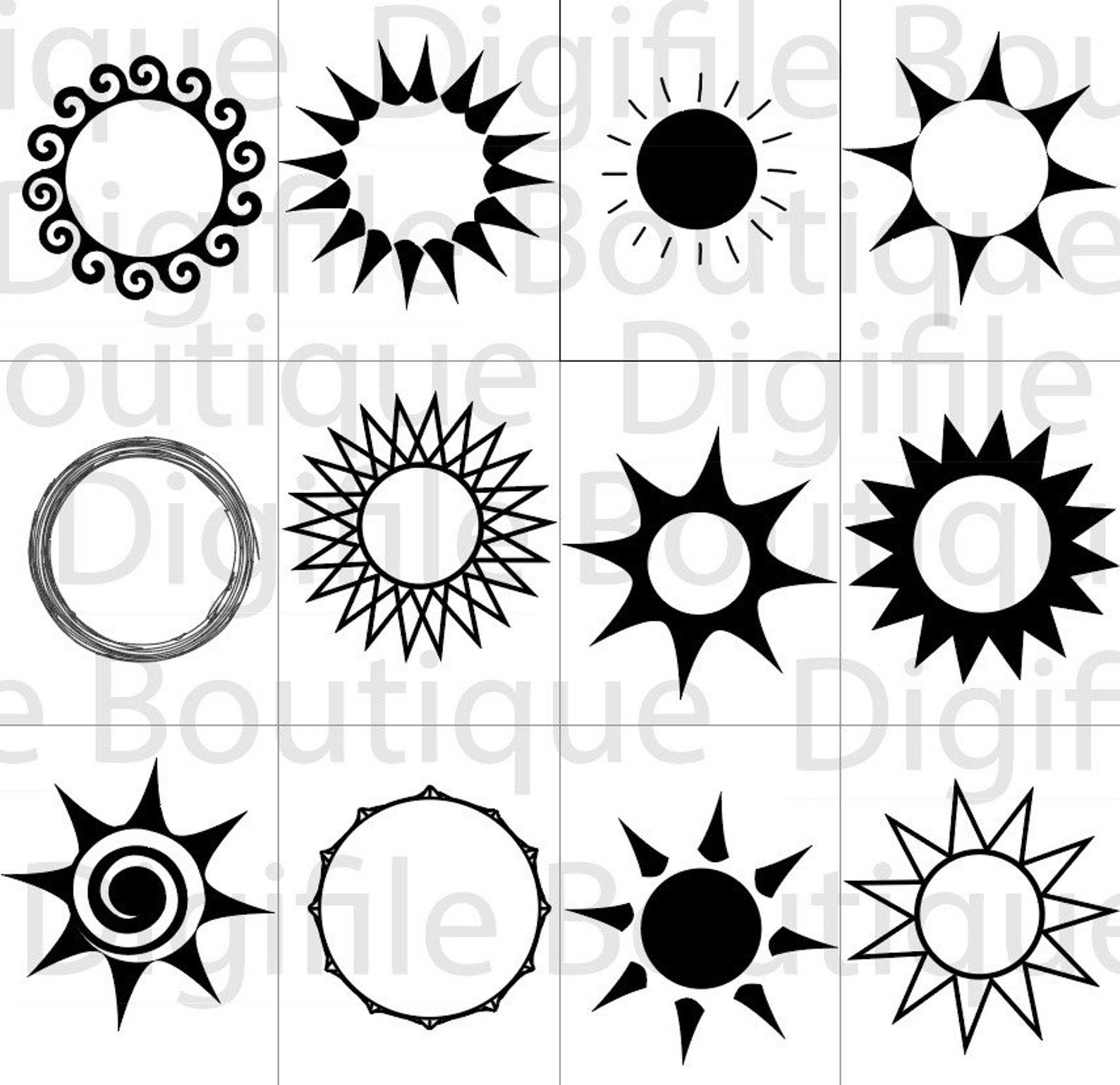 12 Sun SVG File, Sun SVG Cricut Cut Files, Sun Clipart, Sun Vector, Sun ...
