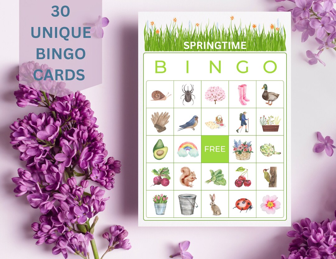 Spring Time: 30 Spring Bingo Cards, Spring Bingo Game, Springtime Bingo ...