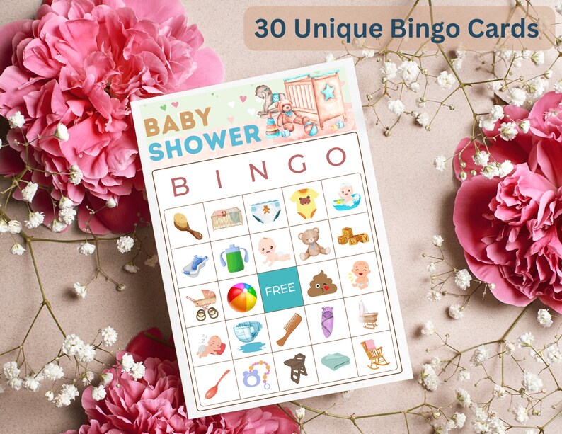 30 Baby Shower Bingo Cards, Baby Bingo, Prefilled Baby Bingo Game, Baby ...