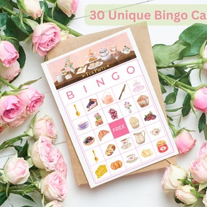 Tea Party Bingo Cards: 30 Printable Bingo Cards; High Tea Party ...