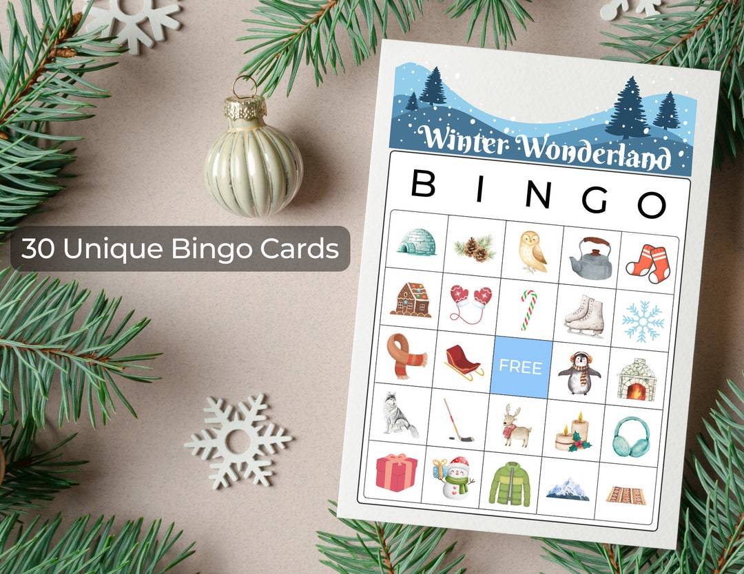 Winter Wonderland: 30 Bingo Cards, Winter Bingo Game, Kid Winter ...