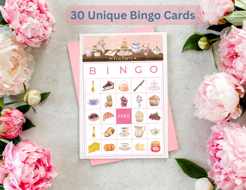 Tea Party Bingo Cards: 30 Printable Bingo Cards; High Tea Party ...