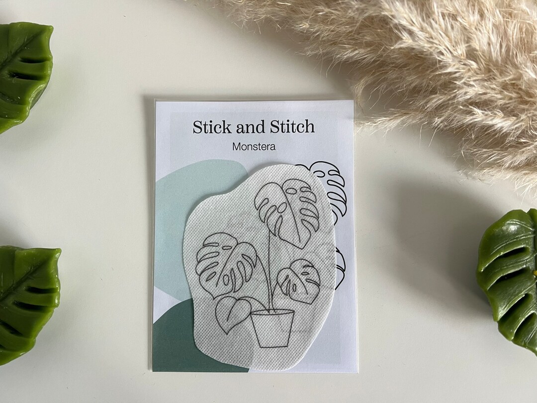 Stick and Stitch Monstera Plant Embroidery Template on - Etsy