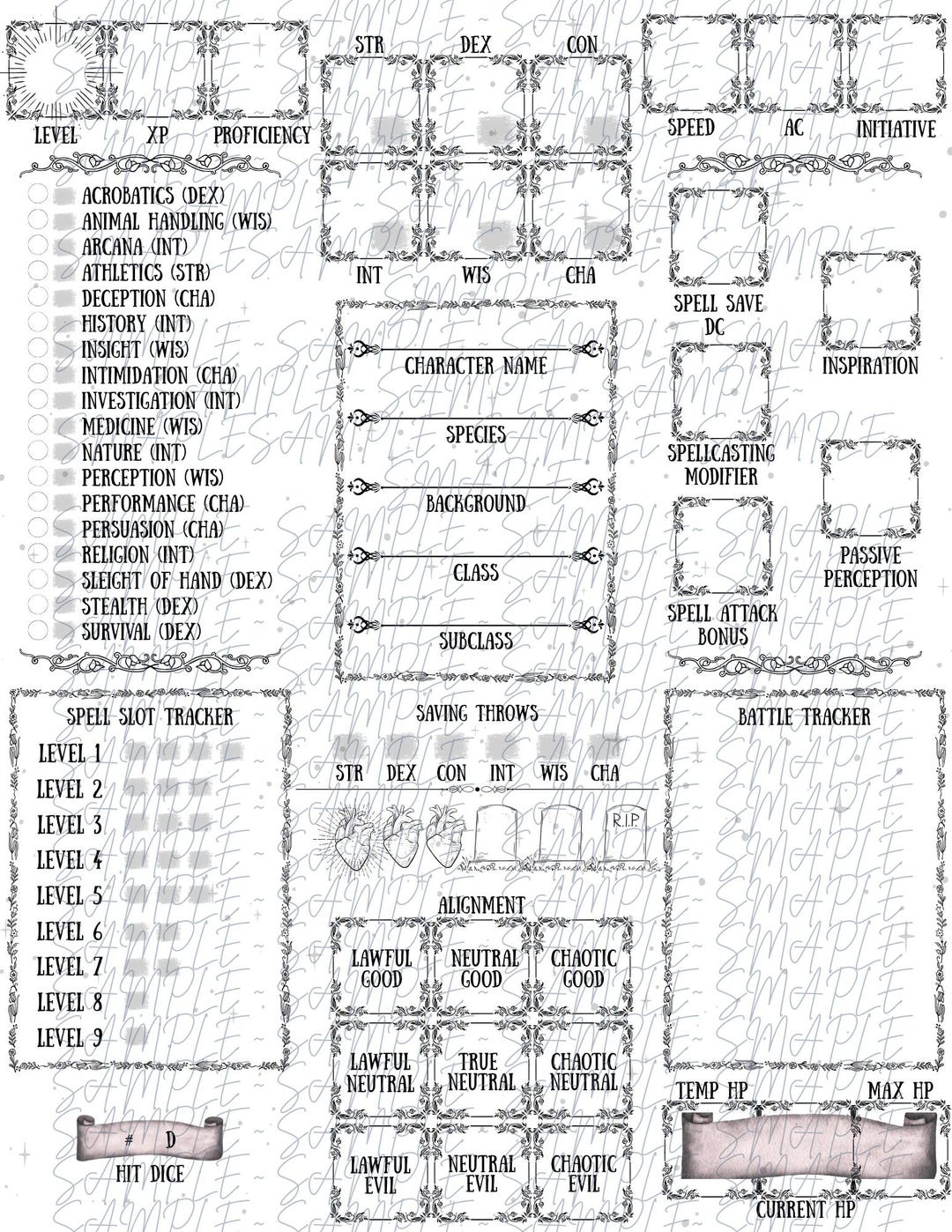 Dnd 5e Character Sheet: Detailed RPG Note Taking Pages (PDF) - Etsy