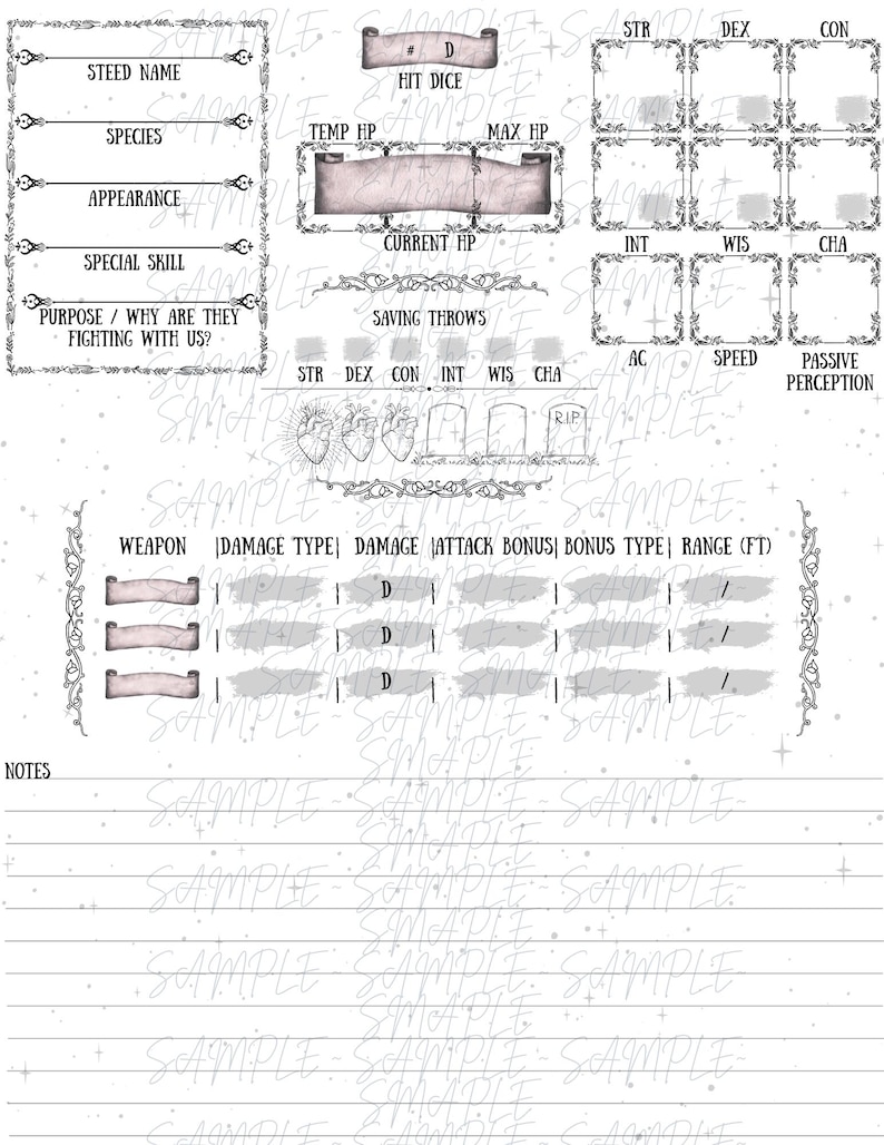 DND 5e Character Sheet Bundle, Inventory, Spell Cards, Session Notes ...
