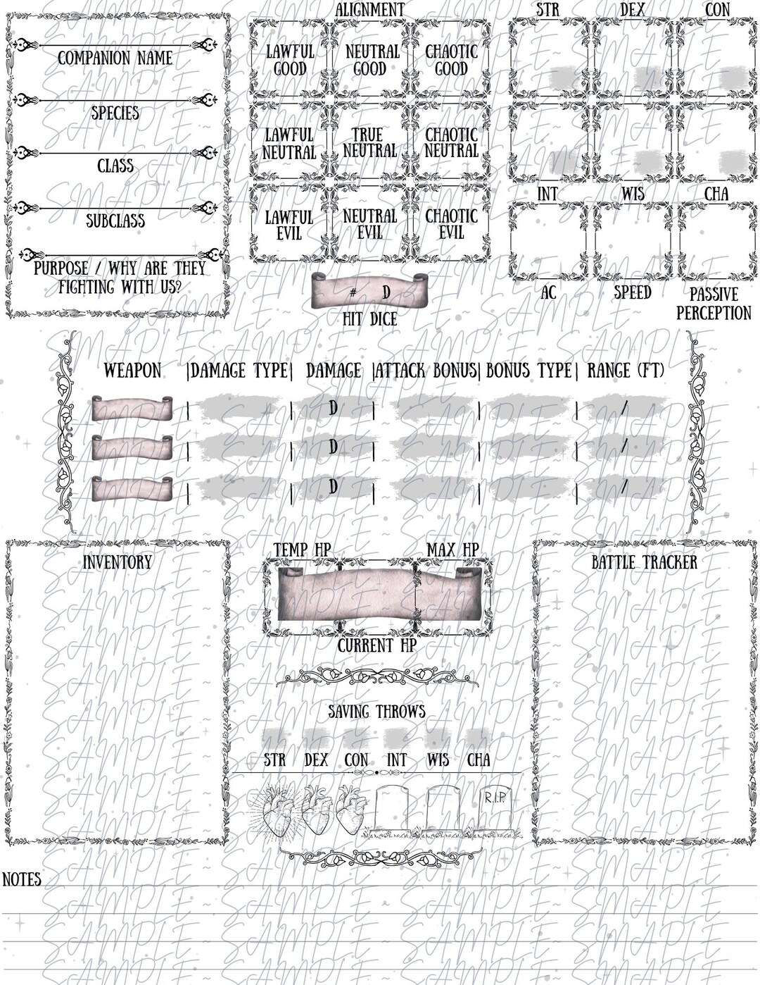 Dnd 5e Companion & Steed Character Sheet Pdfs - Etsy