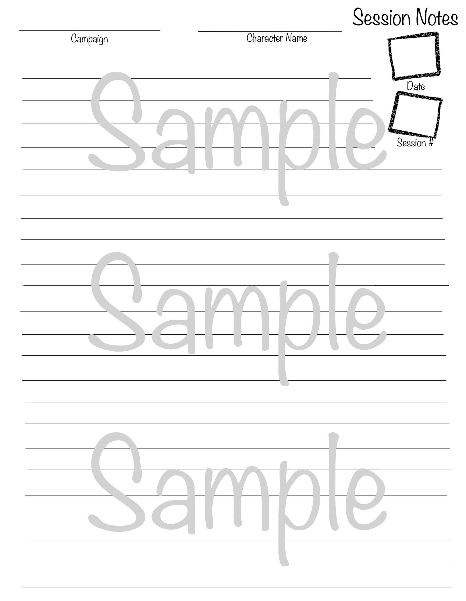 Session Notes - Hand Drawn Dnd 5e Detailed Character Sheets Info Gaming ...