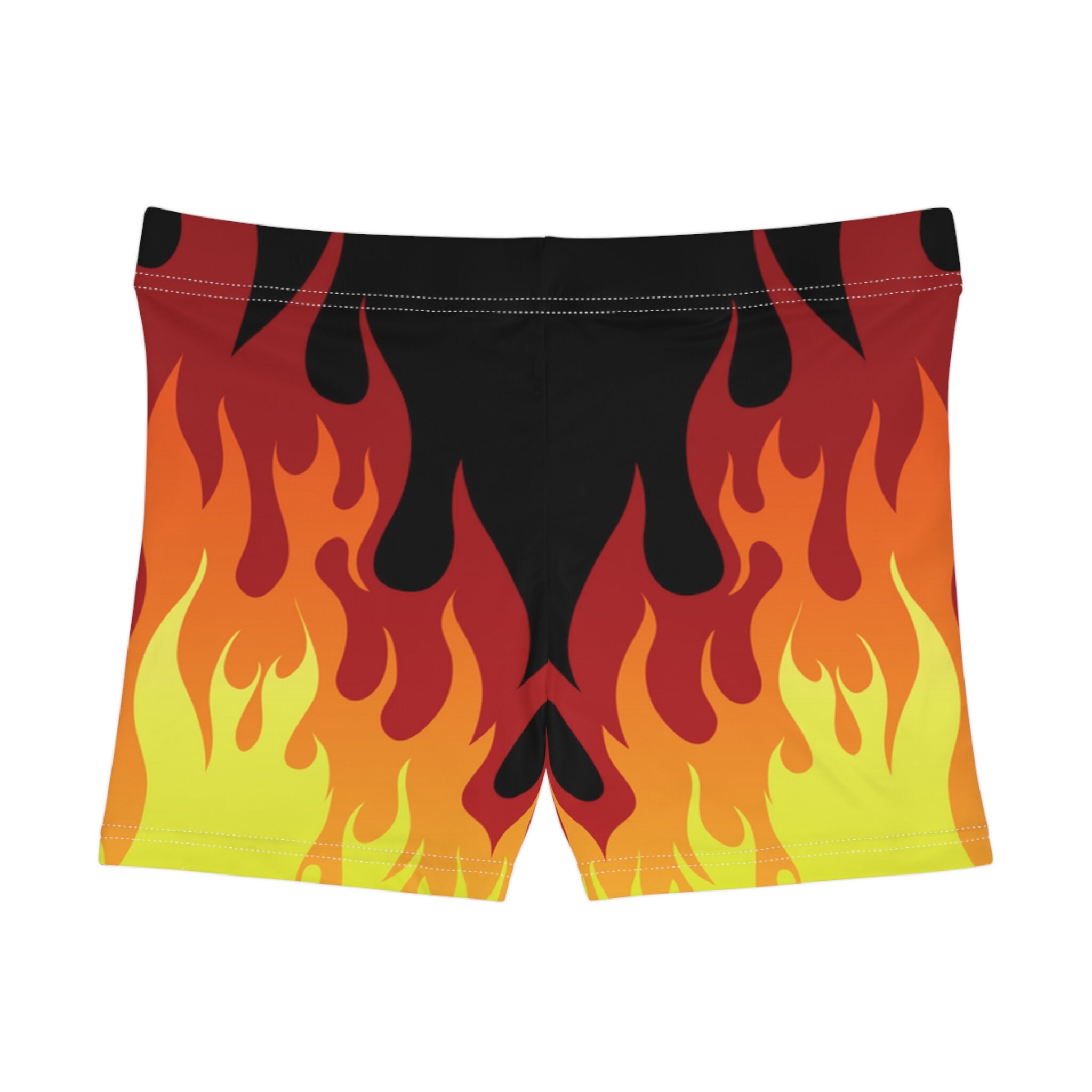 Fire Shorts Flame Booty Shorts Black Fire Booty Shorts Matching Spandex ...