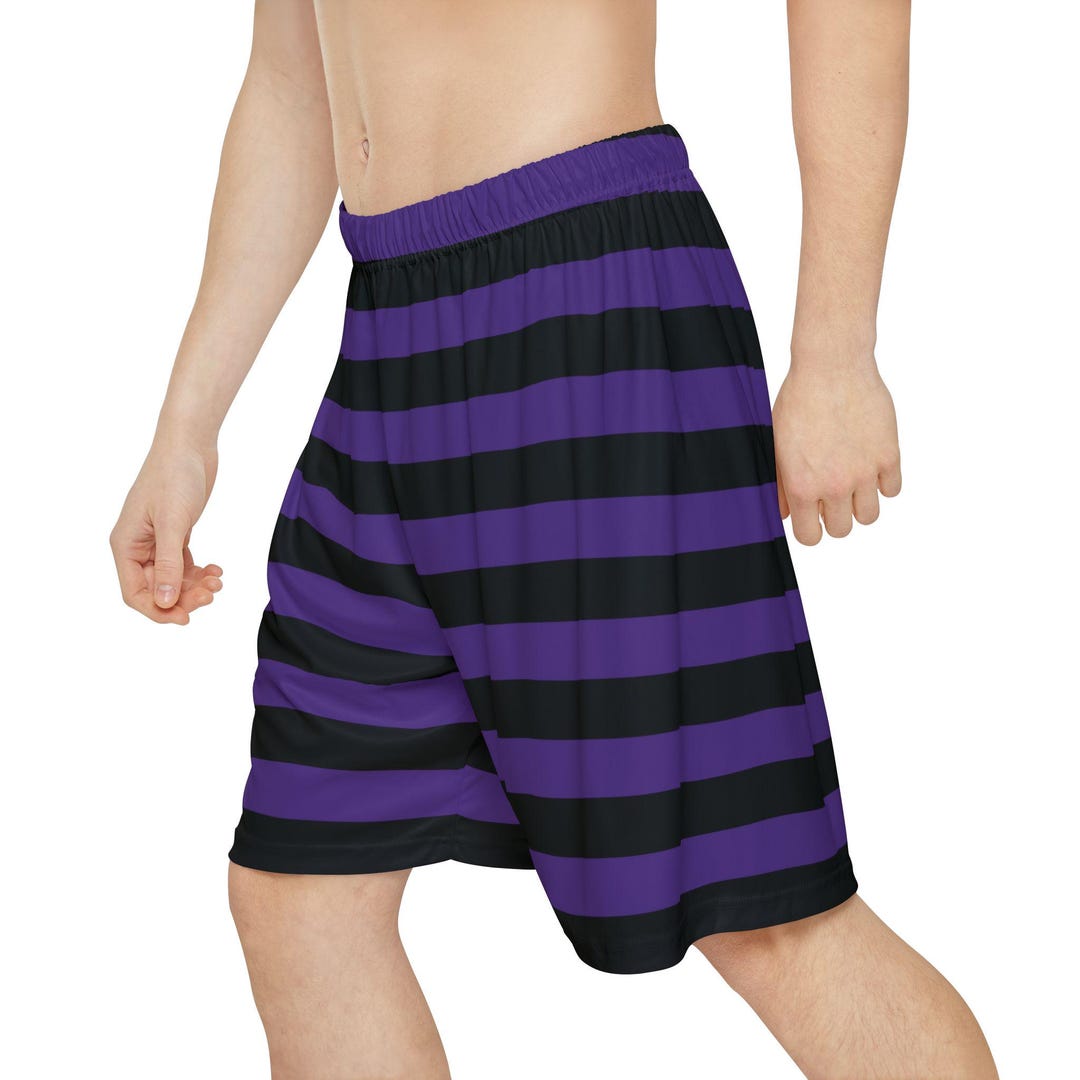 Purple Striped Shorts Men's Gothic Shorts Purple & Black Striped ...