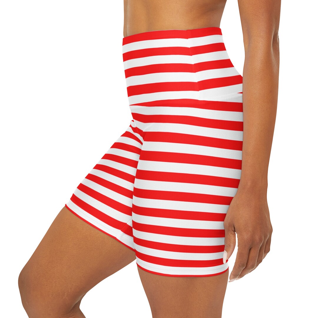 Red & White Shorts Striped Bike Shorts Christmas Shorts Candy Cane ...