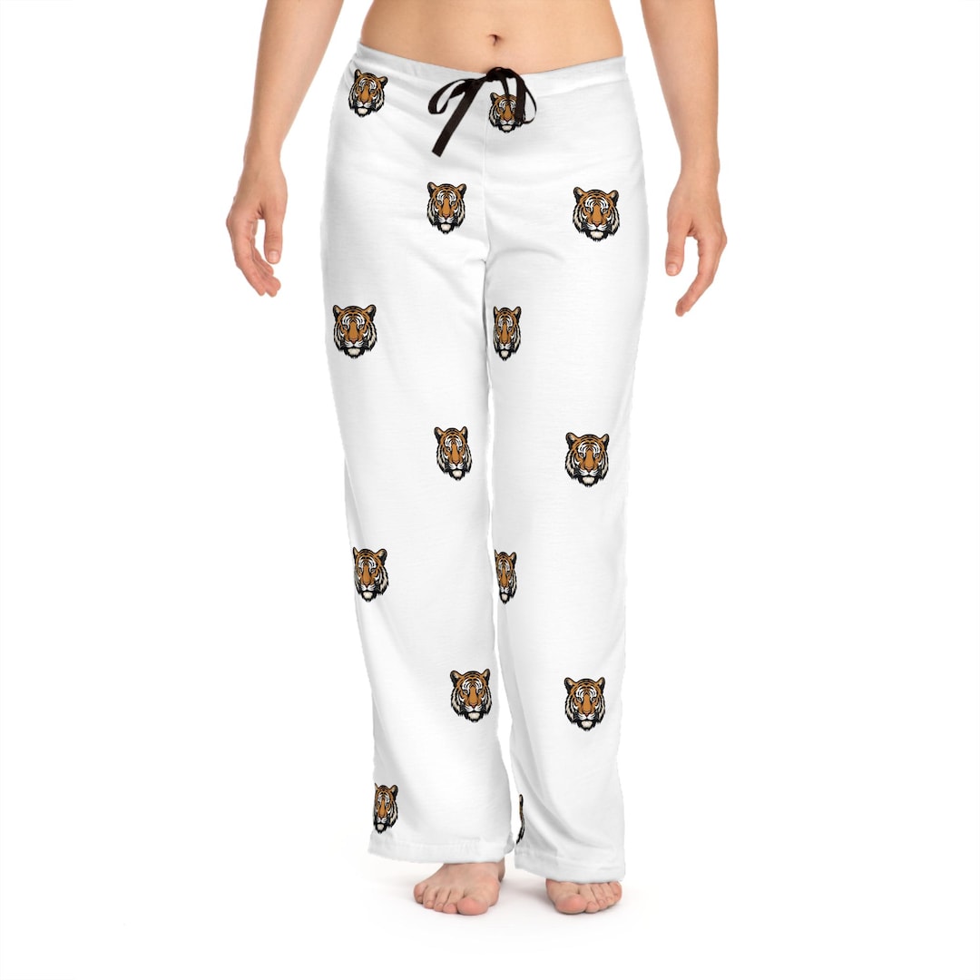 Bengal Tiger PJ Pants Women's Tiger Pattern Pajama Bottoms Bengal Face ...