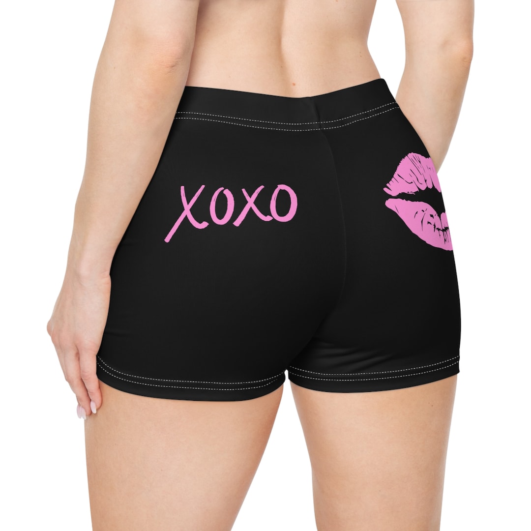 XOXO Booty Shorts Kiss Lips Shorts Pink & Black Booty Shorts Cute ...