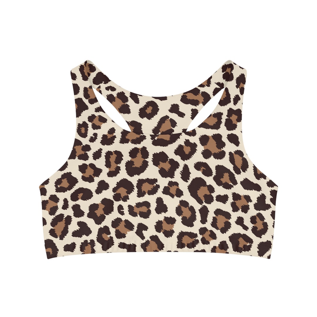 Leopard Sports Bra Animal Print Seamless Sports Bra Matching Leopard ...