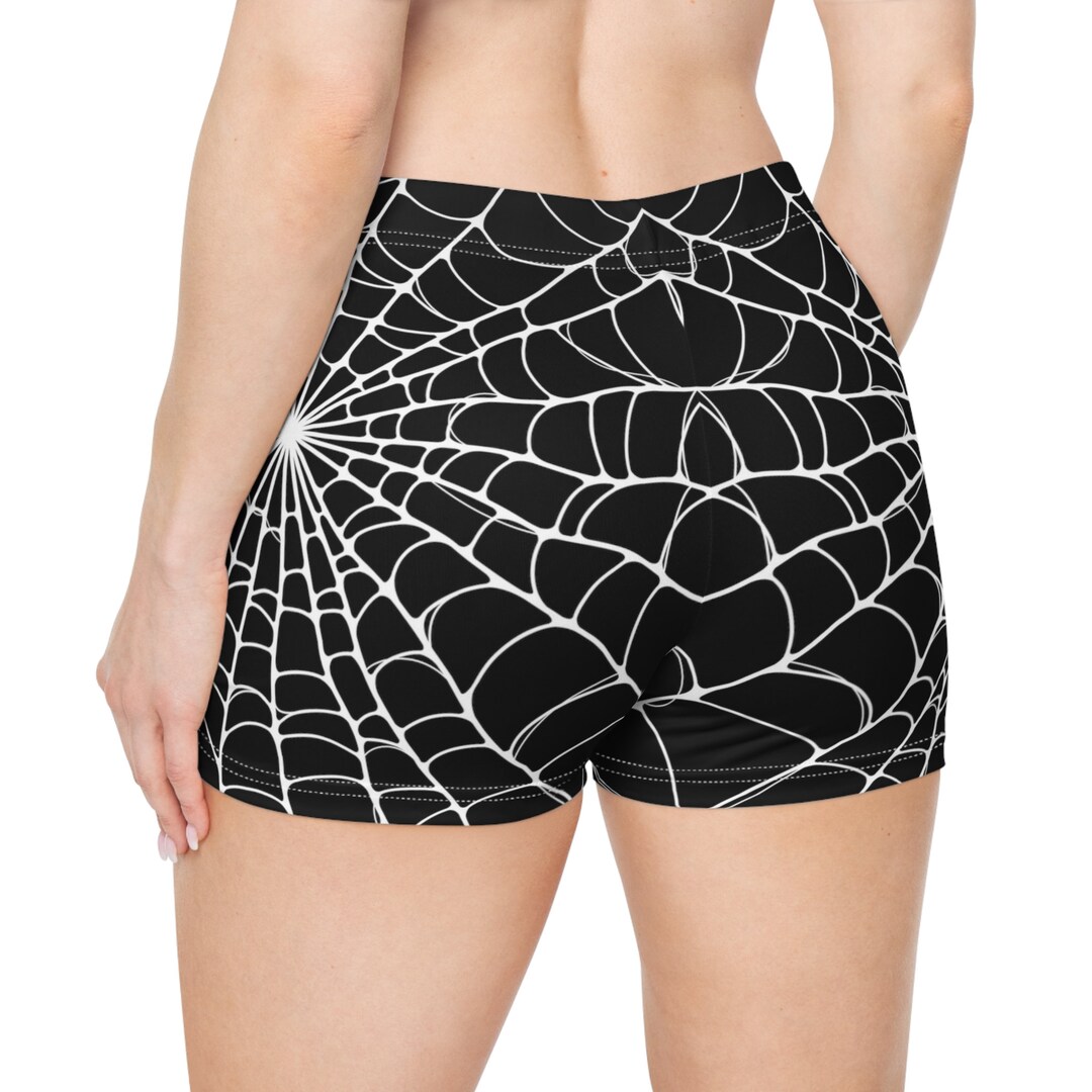 Spiderweb Booty Shorts Halloween Shorts Black & White Booty Shorts ...