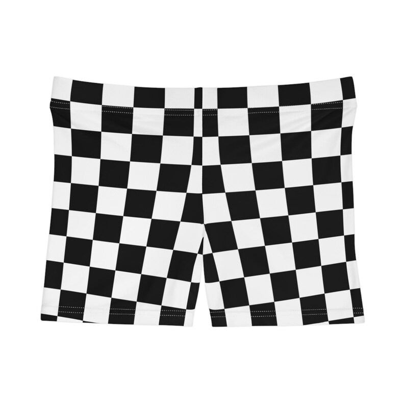 Checkerboard Booty Shorts Black & White Fitness Shorts Checkerboard ...