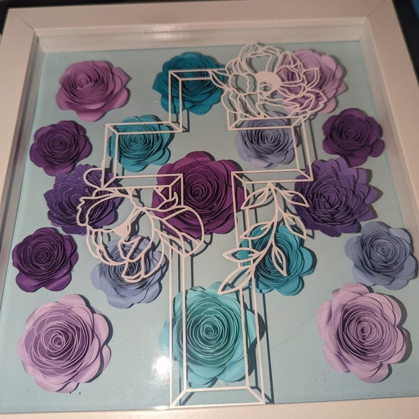 Paper Flower Cross Shadow Box - Etsy